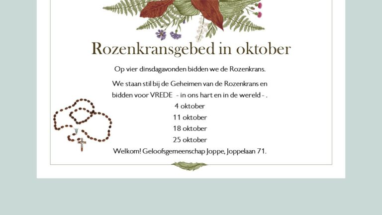 Rozenkransgebed op dinsdagavond om 7 uur - RK Kerk Joppe